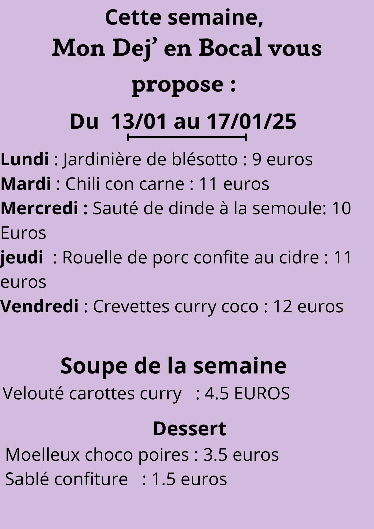 Menus - Mon Dej' en Bocal